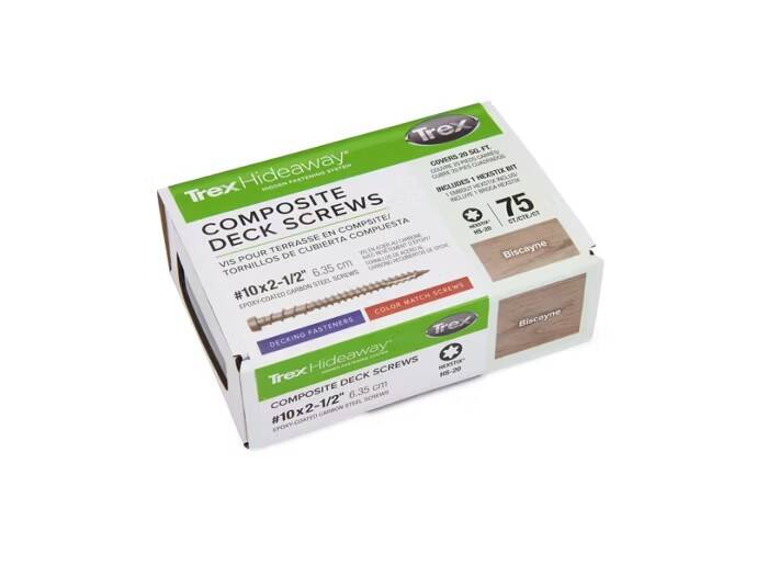 Trex TCM25TS7501 Trex Hideaway Deck Screw #10 X 2-1/2-Inch Toasted Sand ...