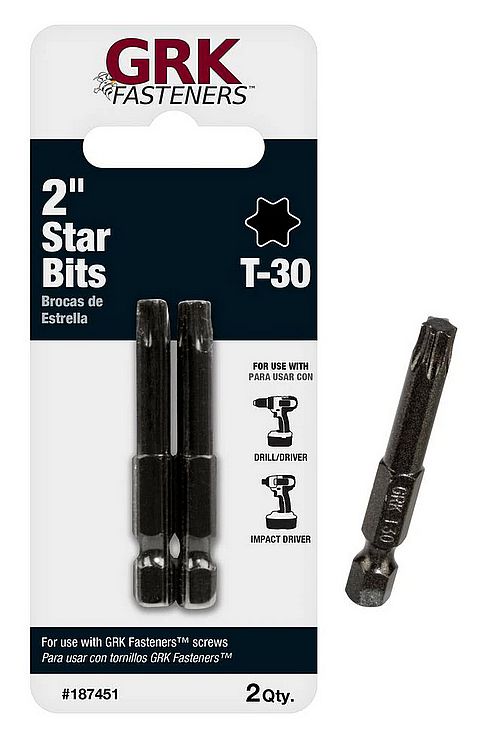 GRK Fasteners GRK#187451 2-Inch Black T-30 Star Bit, 2-Pack at Sutherlands