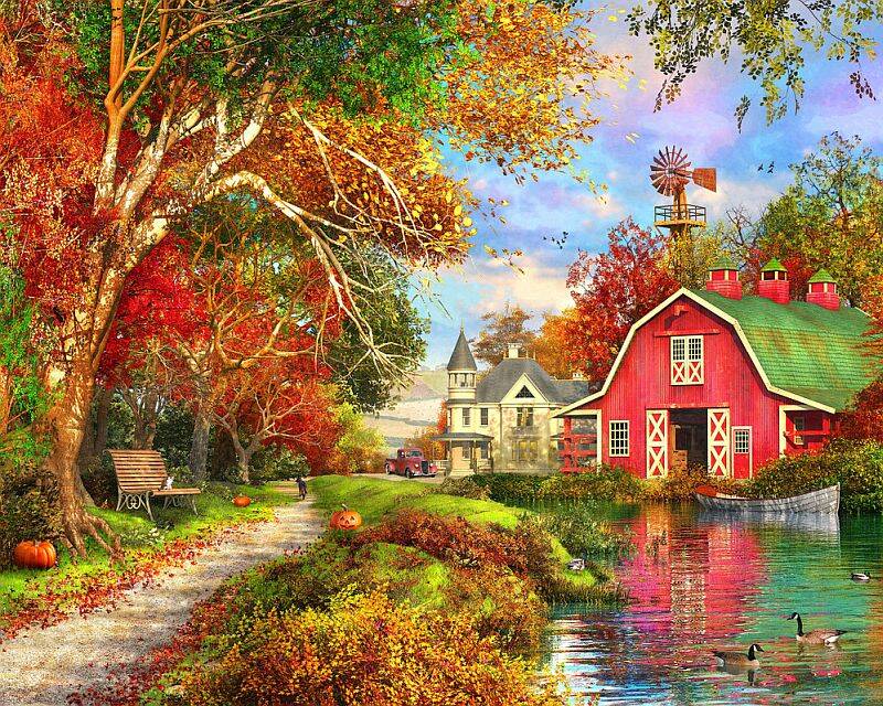 springbok® 74-01782 500-Piece Autumn Barn Jigsaw Puzzle at Sutherlands