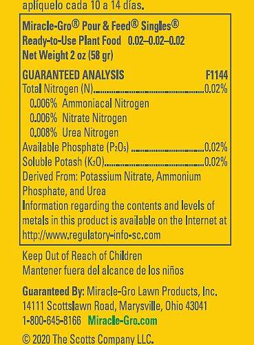 Miracle-Gro® 3100030 2-Fl. Oz, Ready-To-Use, Pour And Feed, Single Use ...