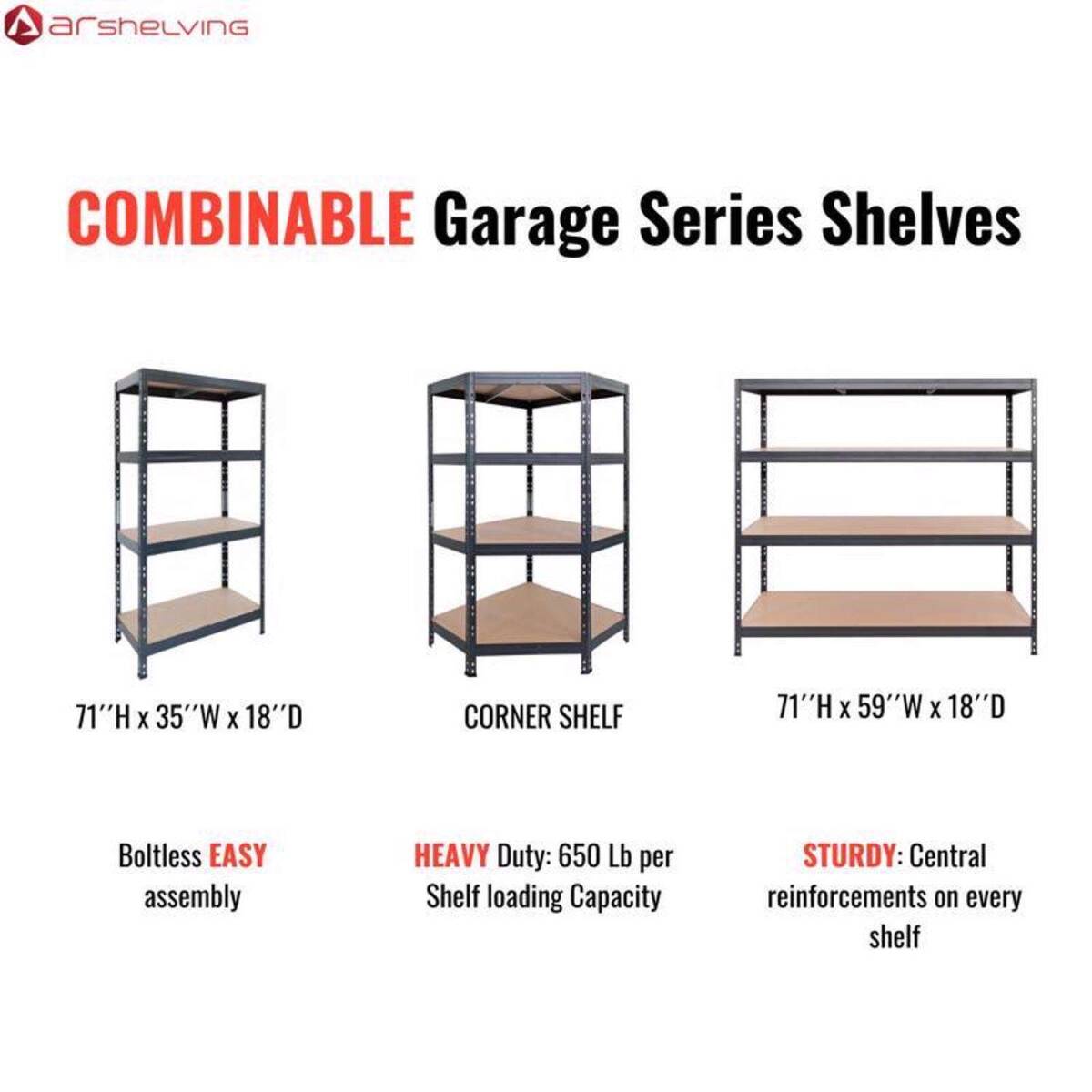 AR Shelving GARAGE CORNER Matte Grey, 4-Tier, Garage Series ...