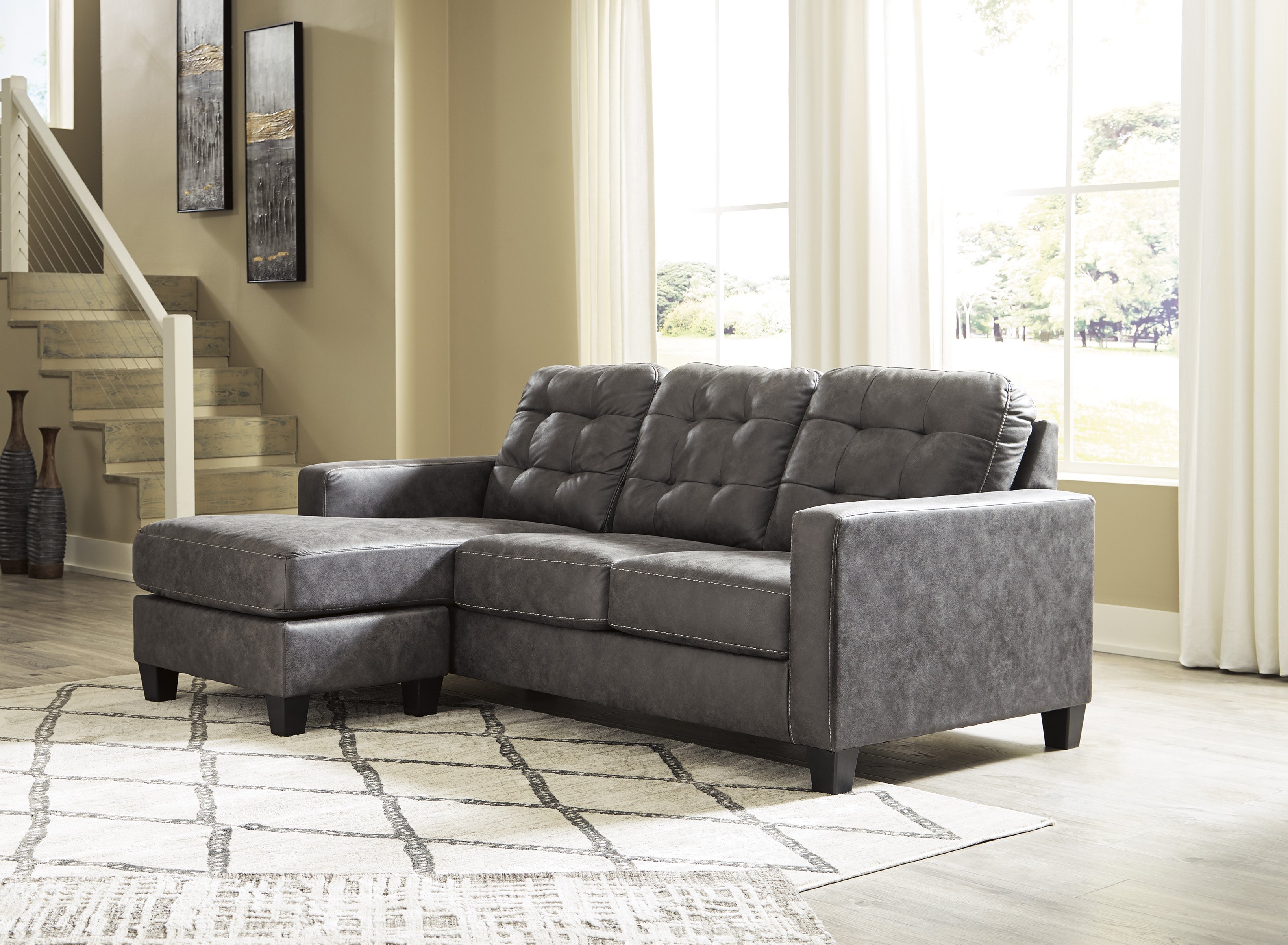Signature Design By Ashley® 9150118 Venaldi Gunmetal Chaise Sofa at ...