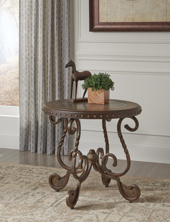 Signature Design By Ashley® T382-6 Rafferty Dark Brown Round End Table ...