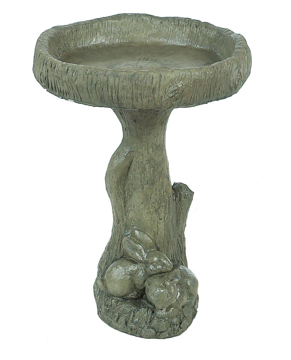 Athens Stonecasting 02-600013FL Flint Double Bunnies Birdbath at ...