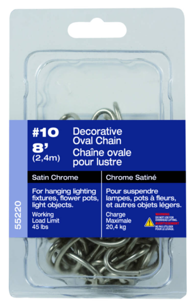 Ben-Mor 55220 #10 x 8-Foot Satin Chrome Decorative Oval Chain at ...