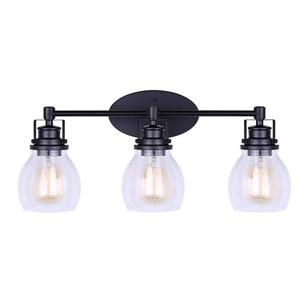 Harmonized Home by Canarm® IVL705A03BK 24 x 10-1/4-Inch 3-Light Matte Black Carson Vanity Light ...