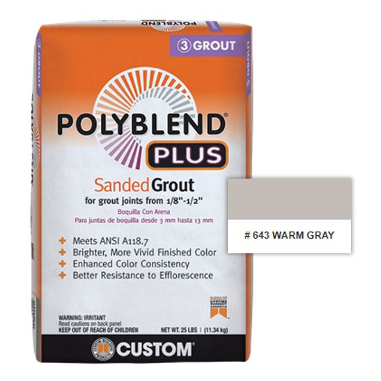 CUSTOM PBPG64325 25-Pound Warm Gray Polyblend Plus Sanded Grout For ...
