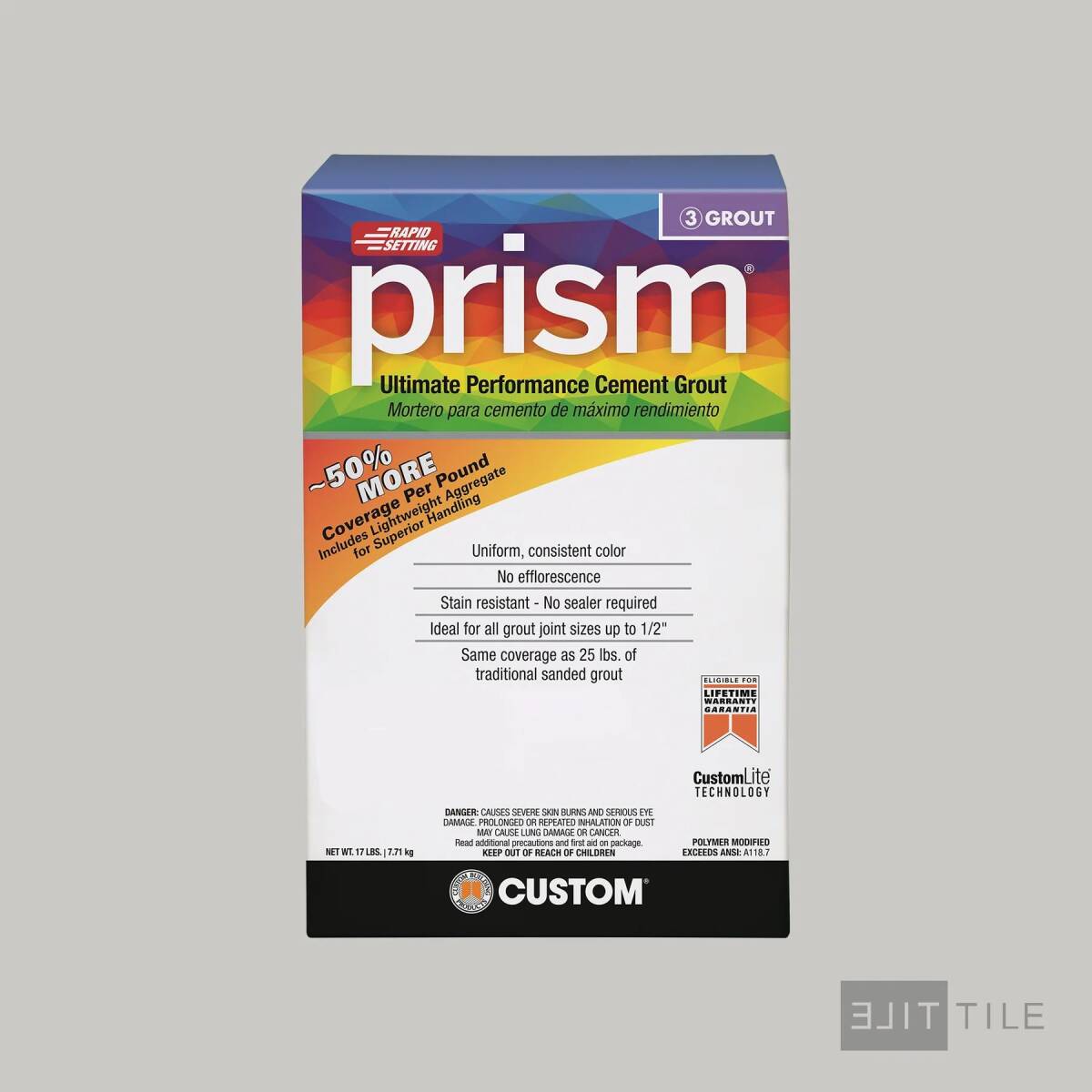 CUSTOM PG54417T Prism® Ultra Performance Cement Grout, In Rolling Fog ...