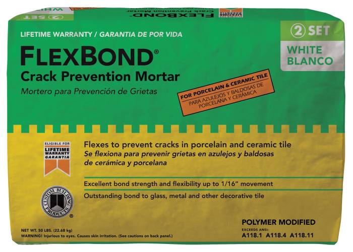 CUSTOM FBW50 Thin-Set Mortar Flexbond White 50# at Sutherlands
