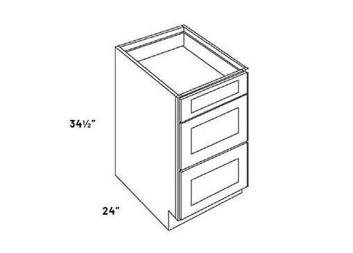 CNC L10-DB18 18-Inch, White, Luxor, Three Drawer Base Cabinet at ...