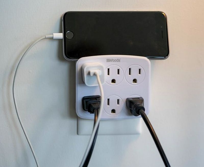 Woods 41196 6-Outlet Wall Tap With Built-In Phone Cradle at Sutherlands