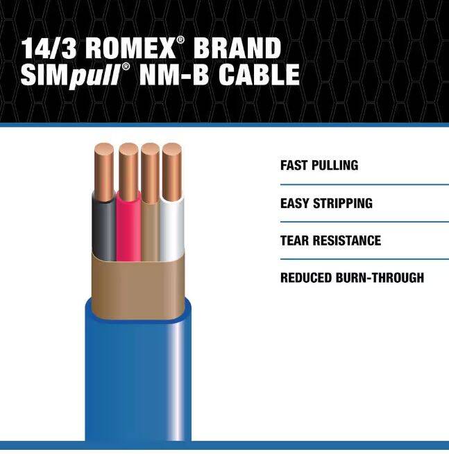 Southwire® 63946955 250-Feet 14-Gauge/3 Solid Romex® SIMpull® CU NM-B ...