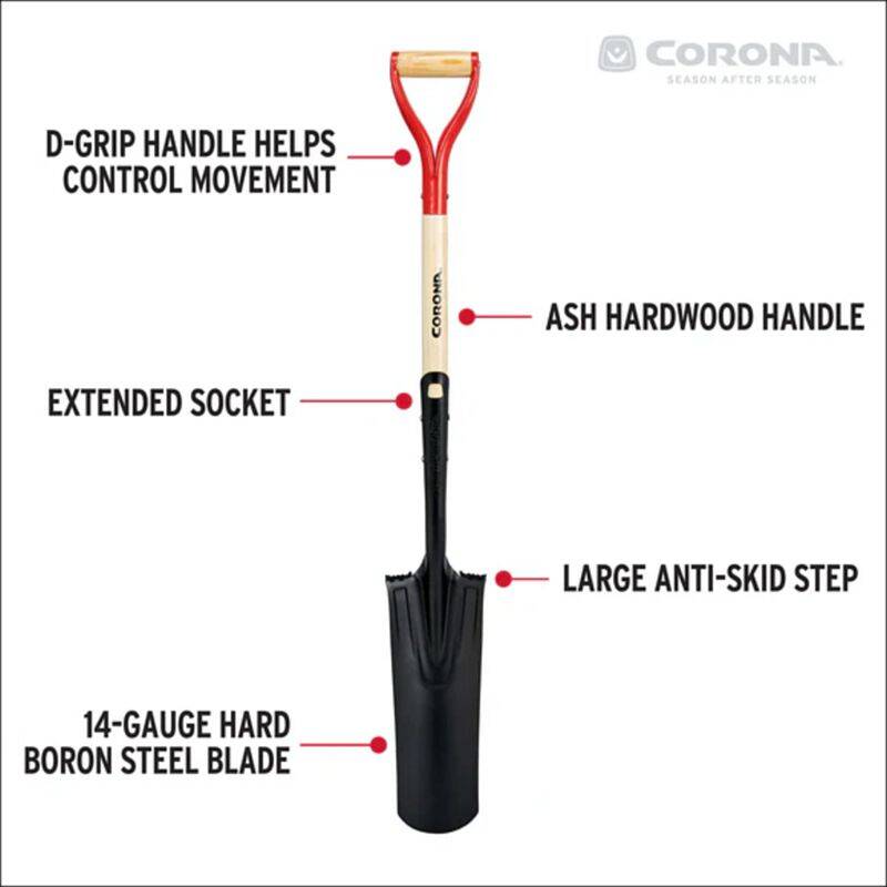 CORONA SS16301 14-Gauge Boron Steel Garden Spade Shovel #3867579 at ...