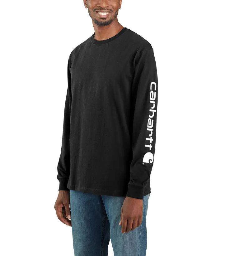 Carhartt® K231 BLK Black Logo Long Sleeve Men's T Shirt, M at Sutherlands