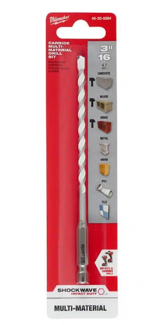 Milwaukee 48-20-8884 3/16 X 4 x 6-Inch SHOCKWAVE™ Carbide Multi ...