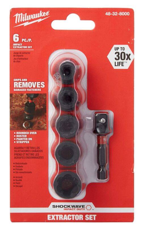 Milwaukee® 48-32-8000 6-Piece Shockwave Bolt Extractor Set at Sutherlands