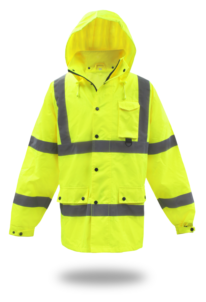 Boss 3NR6000L Yellow Removable Hood Polyester Lined Rain Jacket, L at ...
