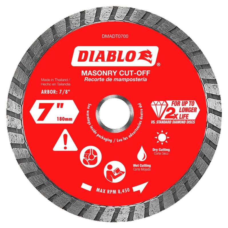 Diablo® DMADT0700 7-Inch Diamond Turbo Cut Off Masonry Disc at Sutherlands