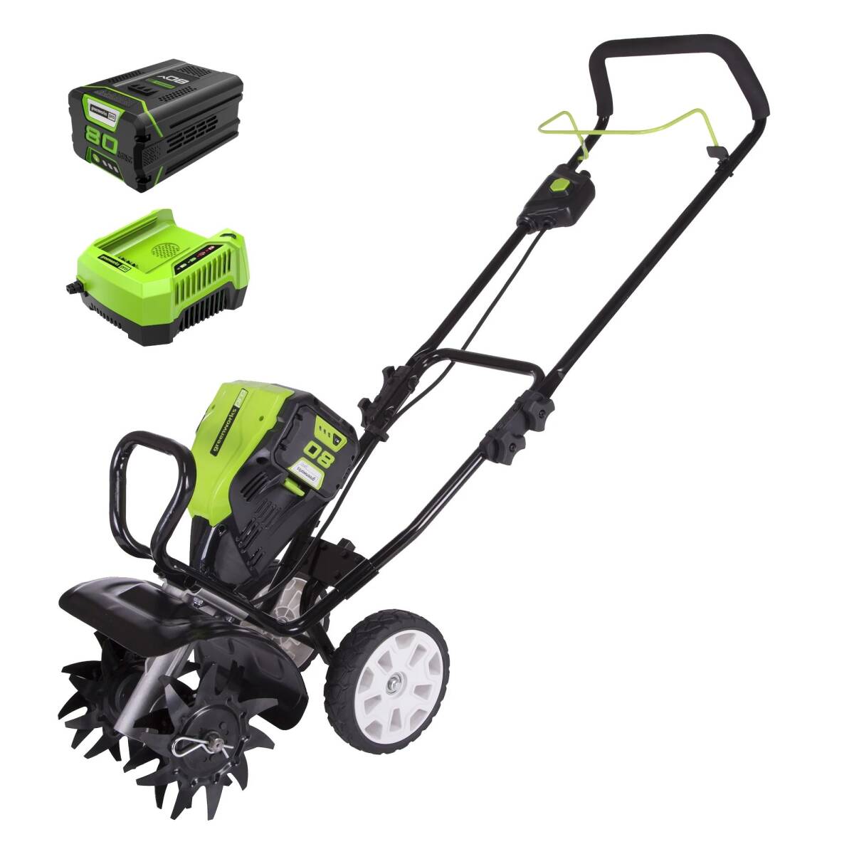 Greenworks 2800302 80-Volt 10-Inch Brushless Cultivator With 2.0Ah ...