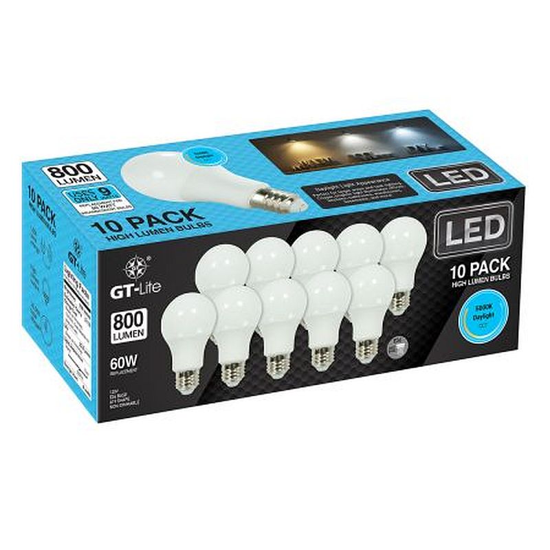 GT-Lite® GT-A19-10PK5-L 60-Watt Equivalent A19 E26-Medium Daylight Non ...