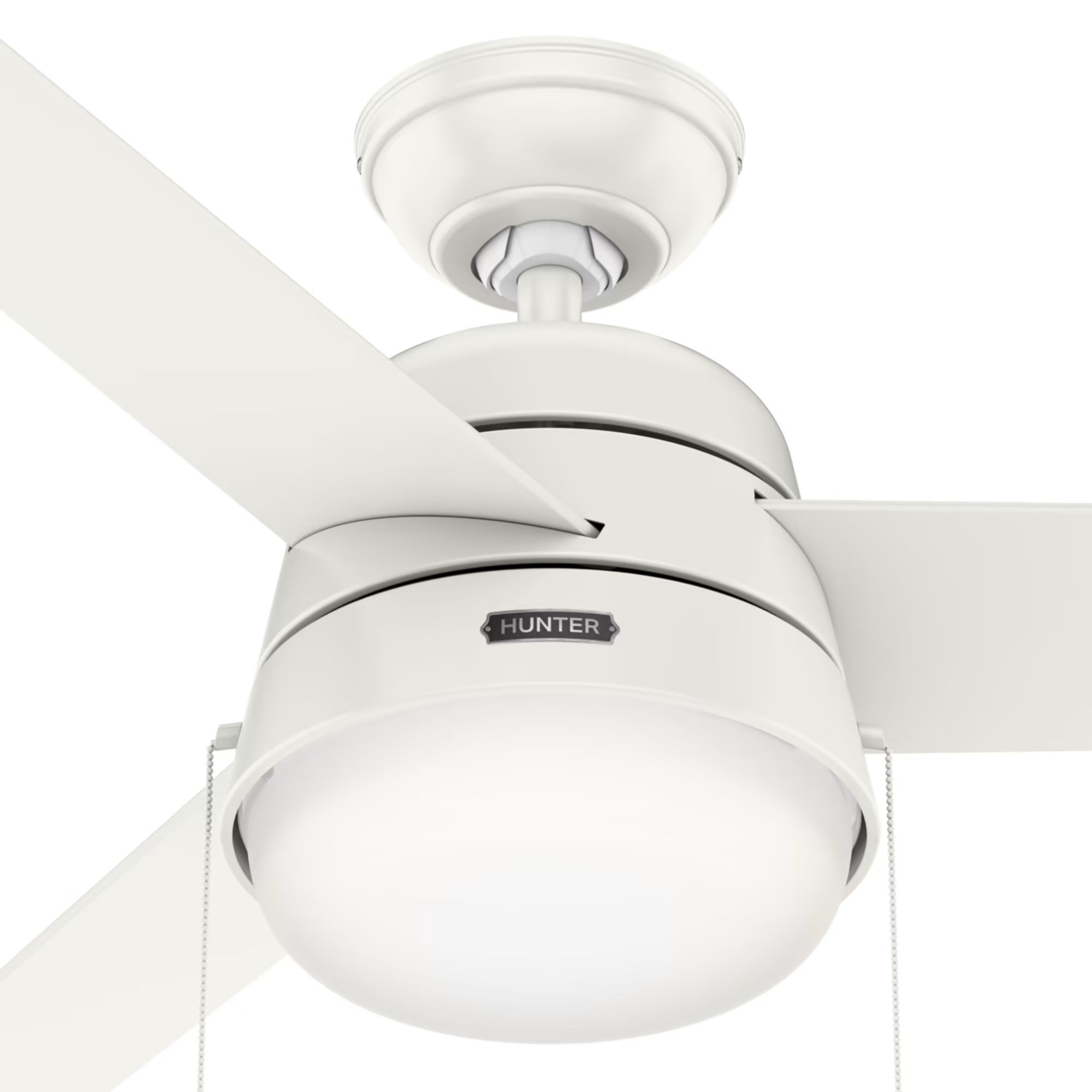 Hunter® 50387 52-Inch Fresh White Aker Outdoor Ceiling Fan With Light ...