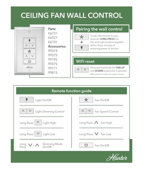 Hunter® 99771 Universal 3-Speed Fan And Light Wall Control With ...