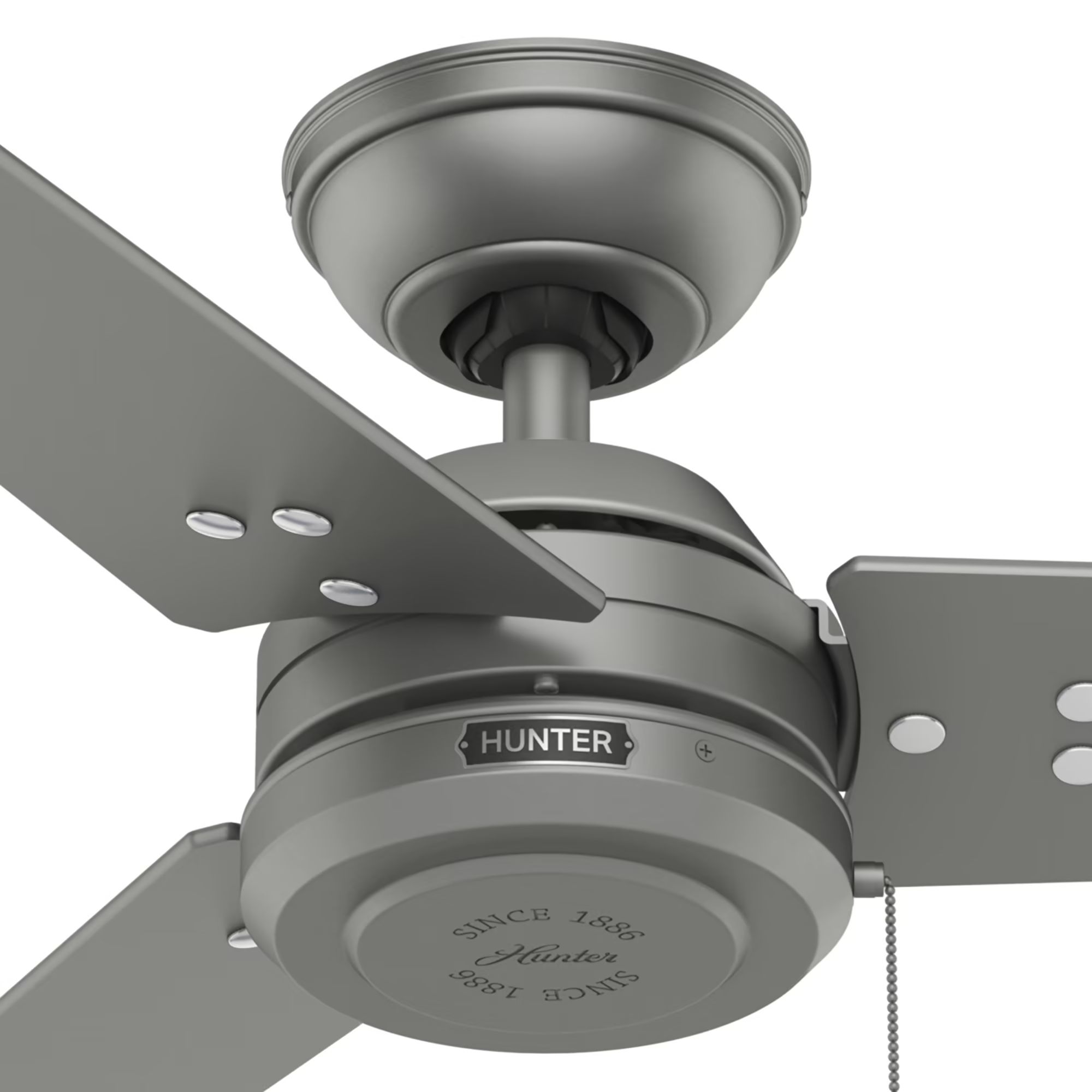 Hunter® 59262 Cassius 52-Inch Matte Silver Outdoor 3-Blade Ceiling Fan ...