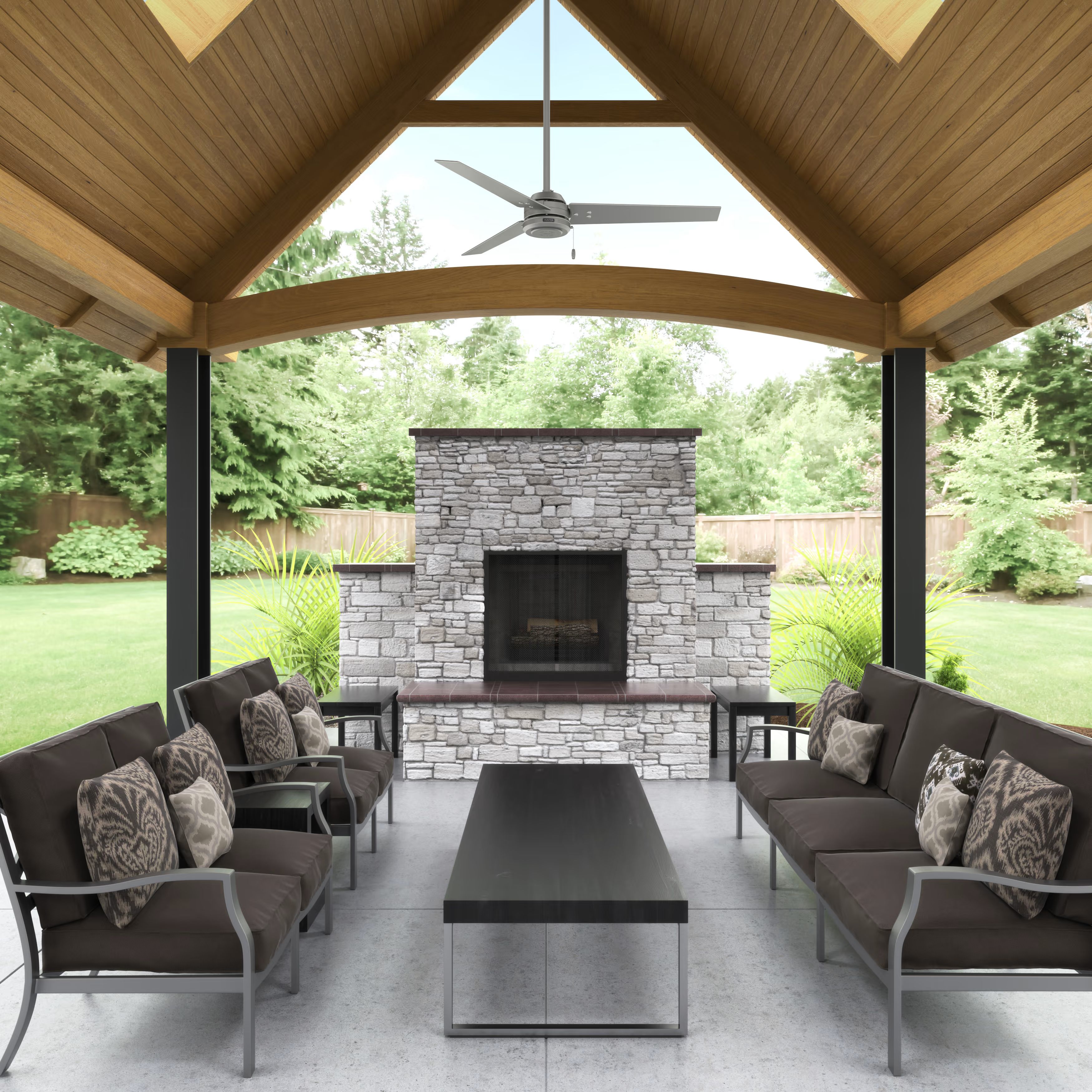 Hunter® 59262 Cassius 52-Inch Matte Silver Outdoor 3-Blade Ceiling Fan ...