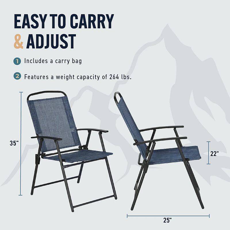KMS Tools TP-3PC-PATIO 3-Piece Folding Patio Set, Includes 2 Chairs And ...