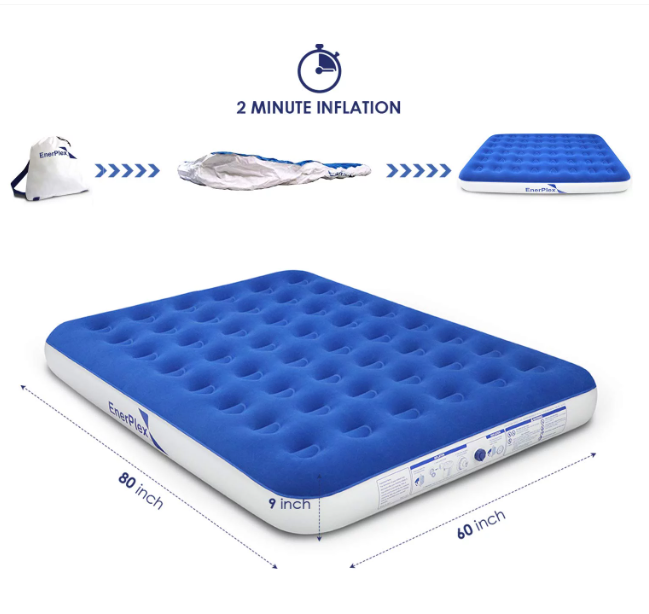 EnerPlex B07S6SXP6 Enerplex Queen Single High Blue & White Never-Leak ...