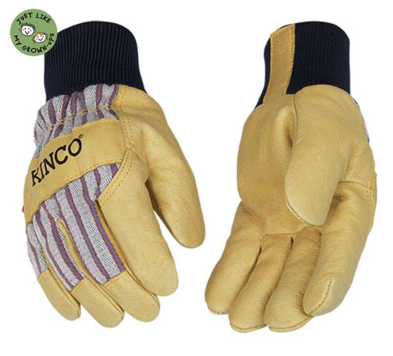 Kinco 1927KW-KM Kids Medium 1927 Lined Leather Palm Gloves With Knit ...