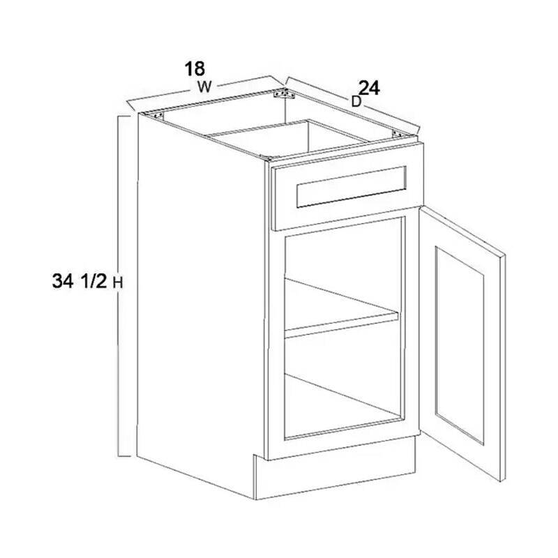 Koch Cabinets B18R Midland Series Pioneer Cashew Base Cabinet, 18" W x ...