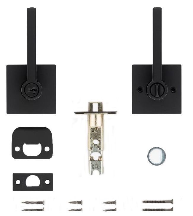 Kwikset 97402-920 Halifax Square Matte Black Entry Door Lock at Sutherlands