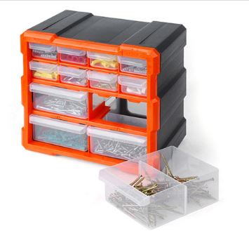 TACTIX 320630 12 Drawer Small Part Plastic Storage Cabinet at Sutherlands