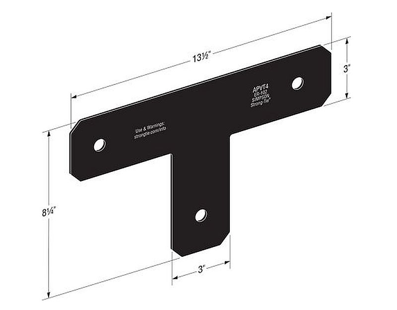 Simpson Strong-Tie® APVT4 4x Zmax Ornamental Avant T-Strap at Sutherlands