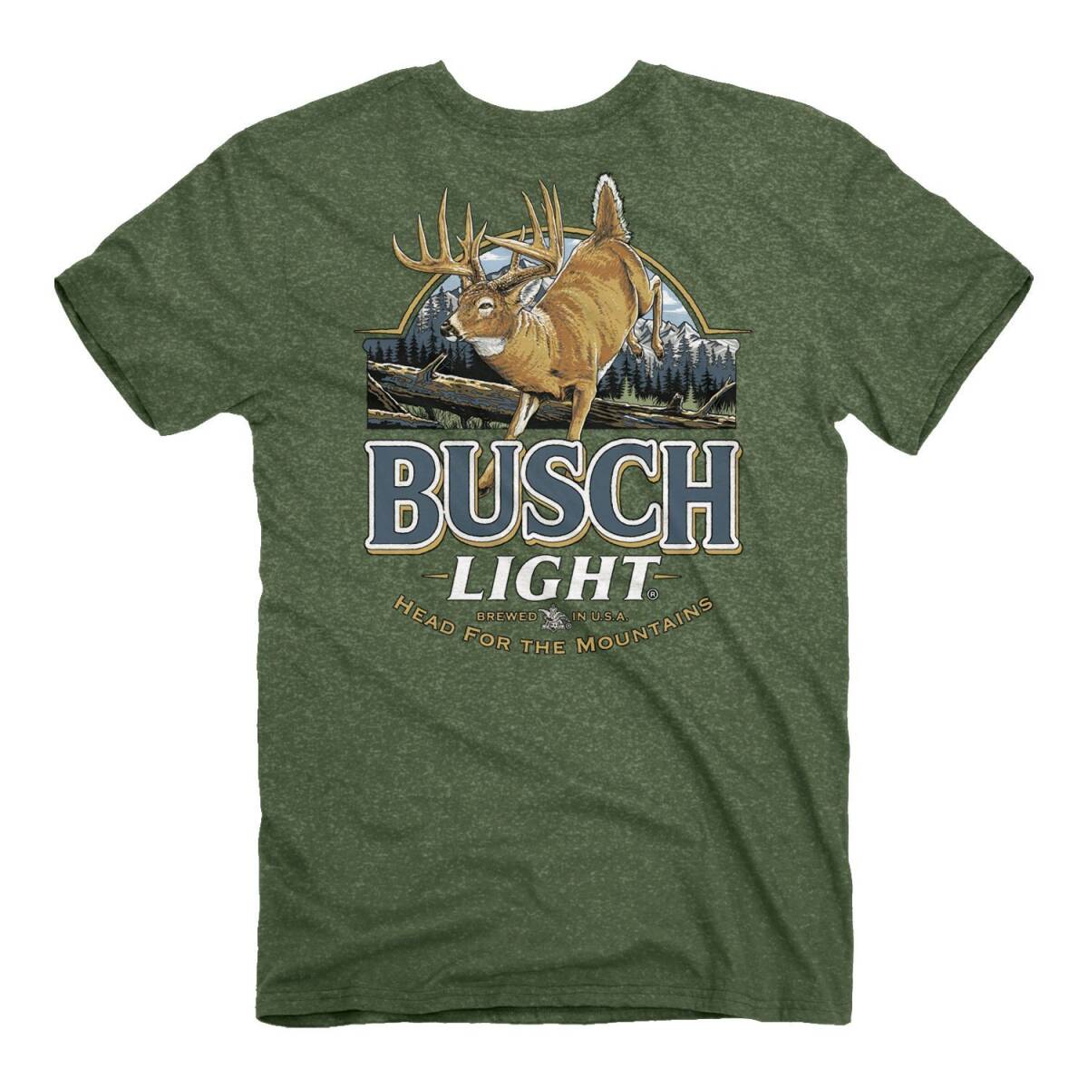 BUCK WEAR 3350 Heather Military Green Busch Deer Label Short Sleeve Men ...