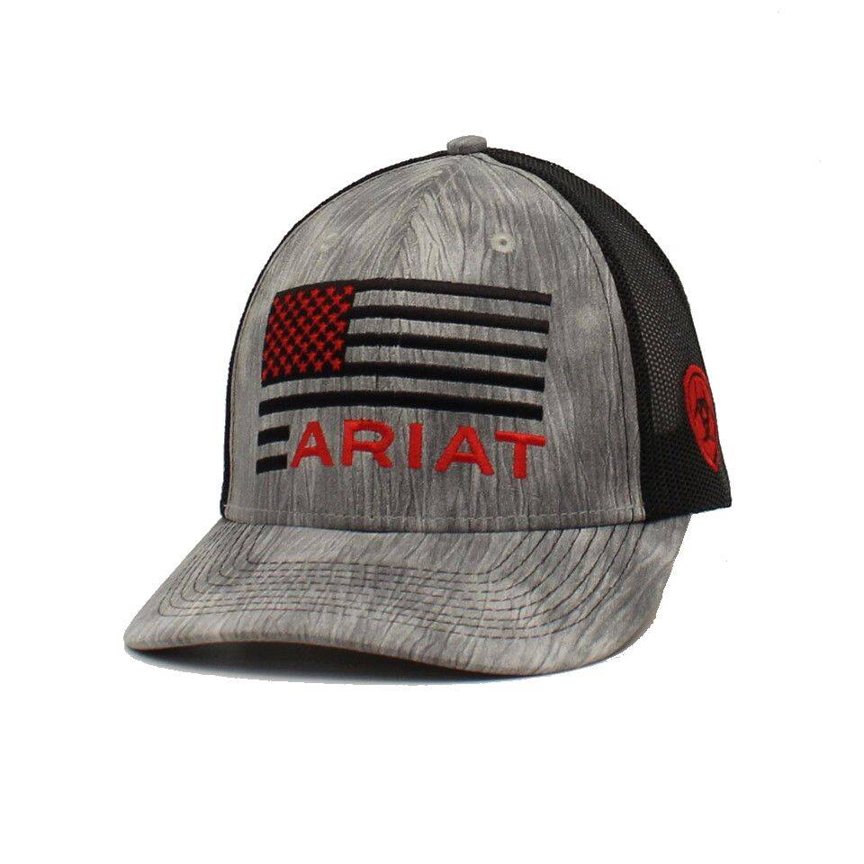 ARIAT® A300014206 Mens Gray Hat With Embroidered Black And Red Ariat ...