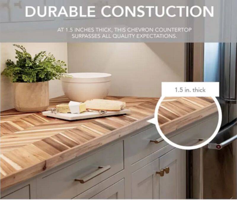 MSI ACA CHEV U ISL 6-Foot X 39-Inch X 1.5-Inch Acacia Unfinished ...