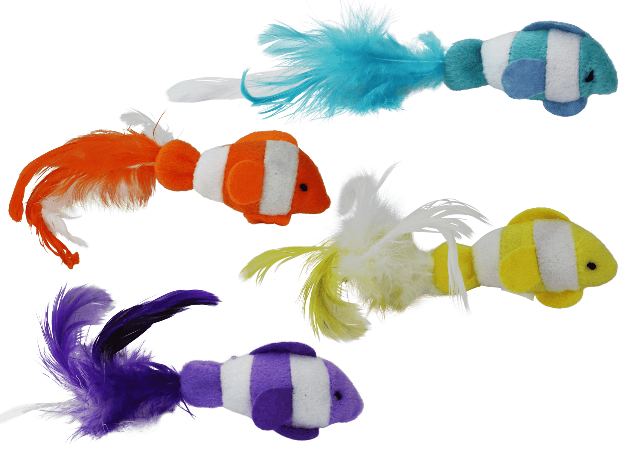 multipet 20140 6-Inch Clown Fish Cat Toy, 2-Pack, Assorted Colors at ...