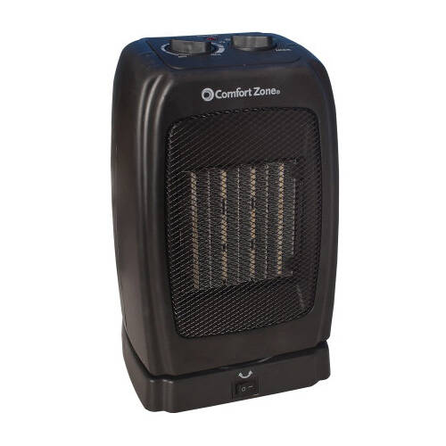 Comfort Zone CZ448E 120-Volt Black 3-Heat Settings Oscillating Comfort ...