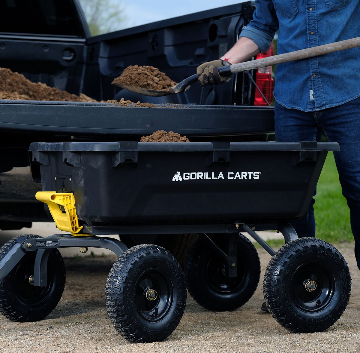 Gorilla Carts GCG-7 7 Cubic Foot, Black, Heavy Duty Poly Yard Dump Cart at Sutherlands