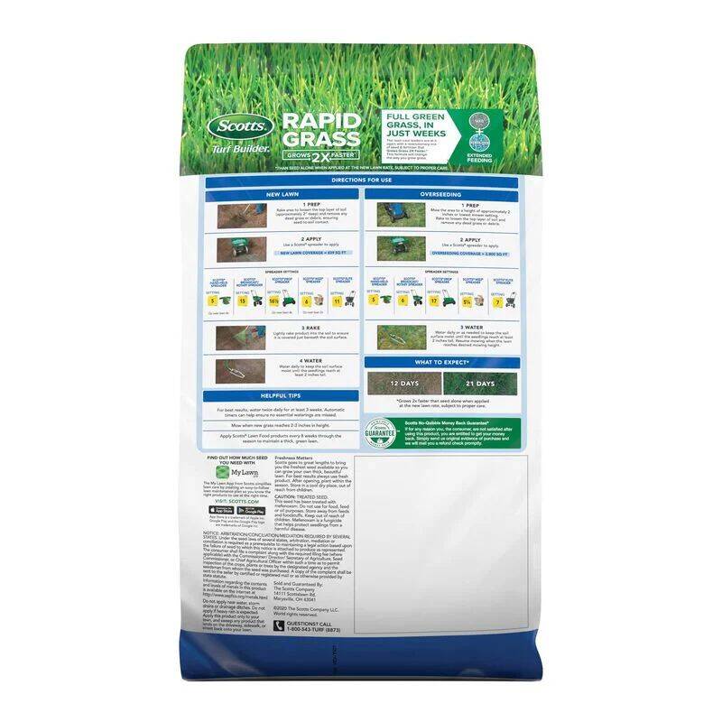 Scotts® 18213 Turf Builder® Rapid Grass Sun & Shade Mix® Grass Seed, 5. ...