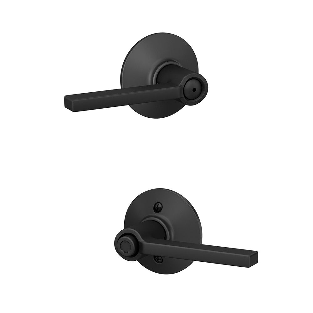 Schlage F40 V LAT 622 Latitude Matte Black Bed And Bath Lever Privacy ...