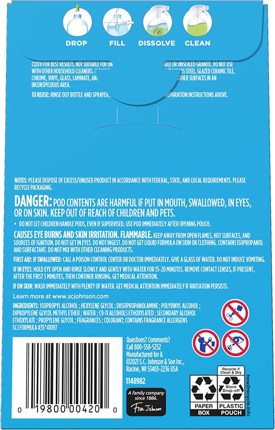 SC JOHNSON 00401 Windex Dissolve Concentrated Pod Multi-Surface Cleaner ...