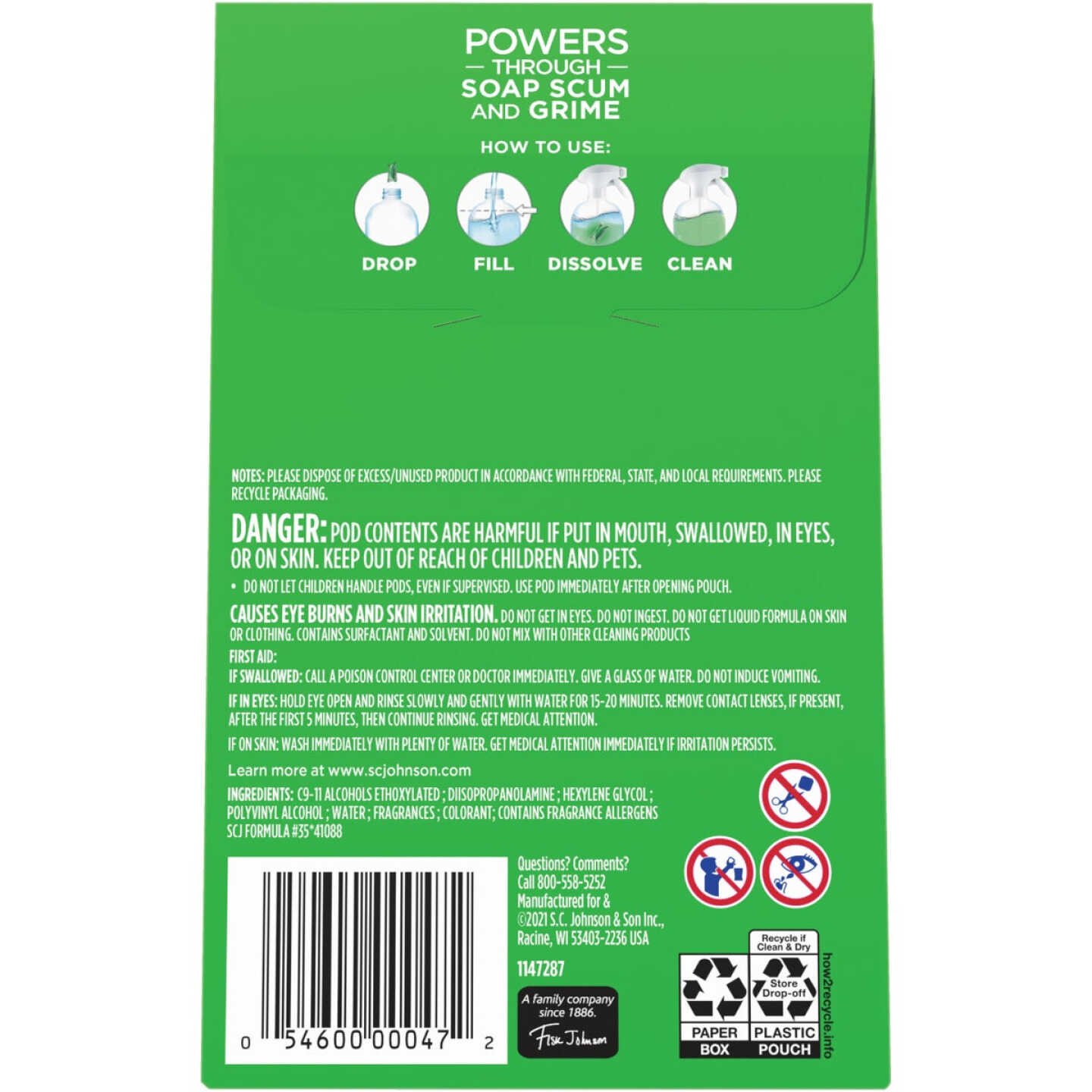 SC JOHNSON 00046 Scrubbing Bubbles® Dissolve™ Concentrated Pod Bathroom ...