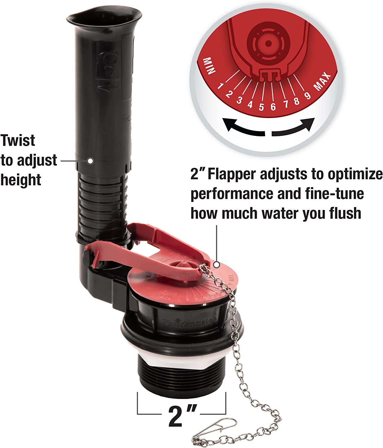 FLUIDMASTER K-507A-008-P10 2-Inch Adjustable Flush Valve Toilet Repair ...