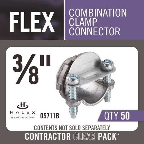 Halex 05711B 3/8-Inch, Flex Conduit Combination Clamp Connector, Box at ...