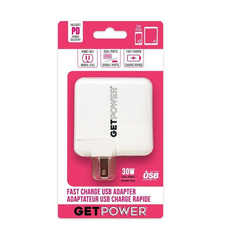 GetPower GP-AC2USB-PD Plug-In 2-Port AC to USB Adapter at Sutherlands