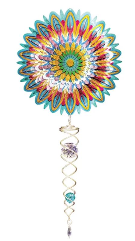 Spinfinity 772 14-Inch Floral Mandala Wind Spinner With Crystal Twister ...