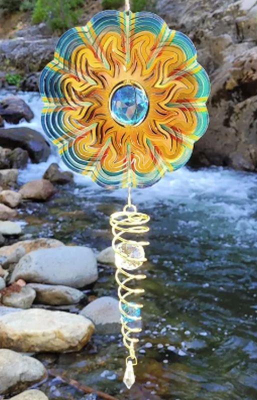 Spinfinity 751 14-Inch Crystal Aqua Sun Wind Spinner With Crystal ...